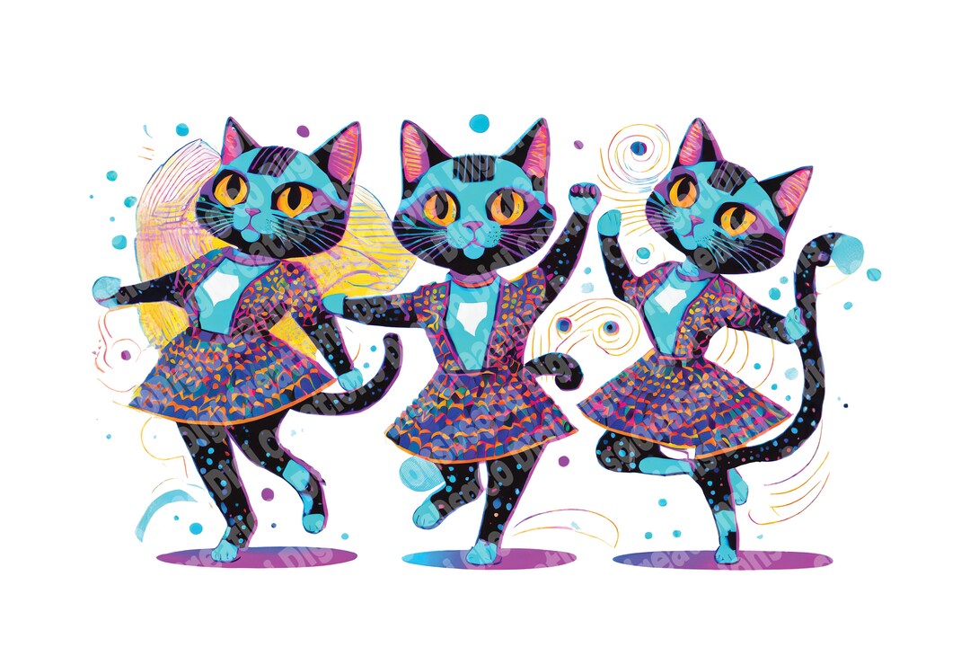 Retro Dancing Kitty Cats SVG/PNG High-res 90s Design - Etsy