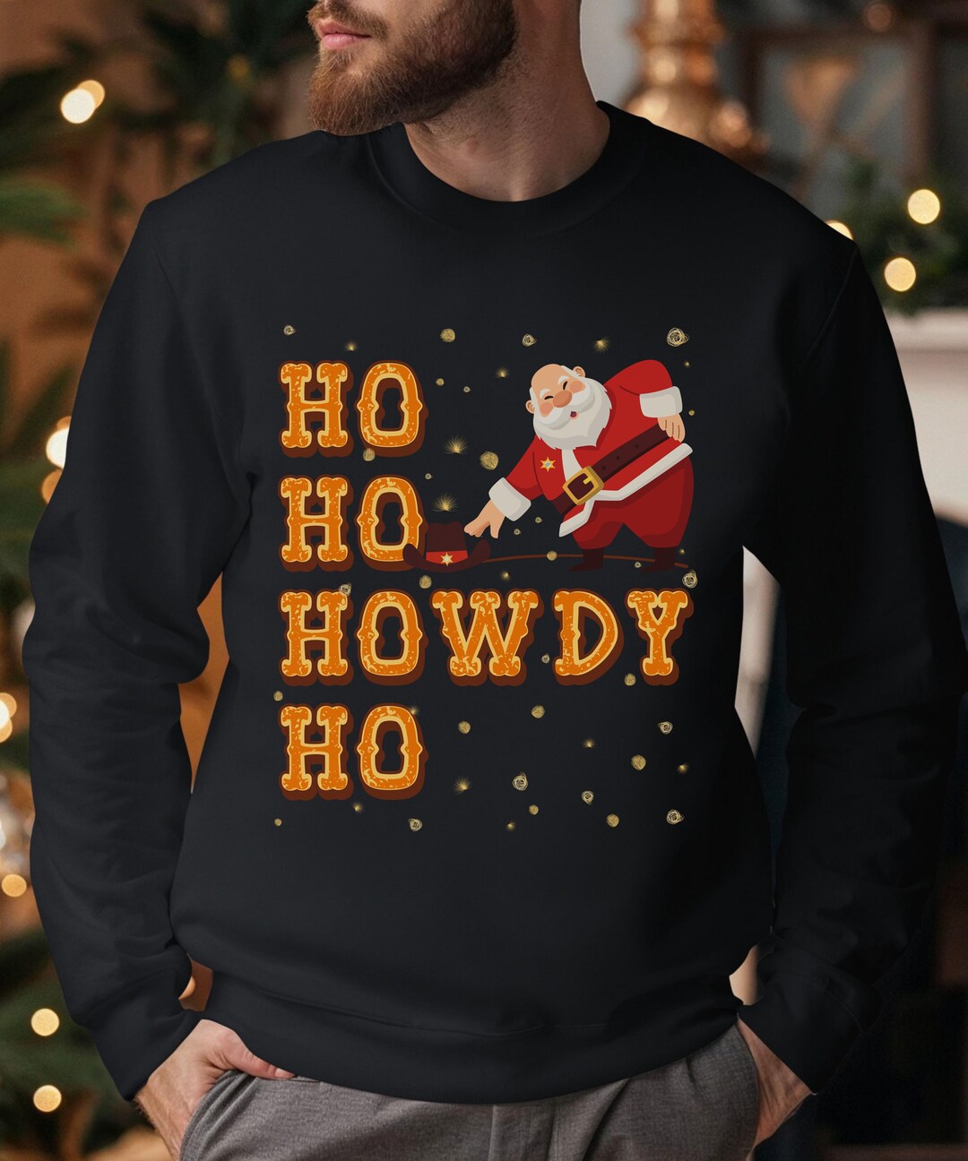 Christmas Sweater, Cowboy Western Pullover, Holiday Outfit, Cozy Season ...