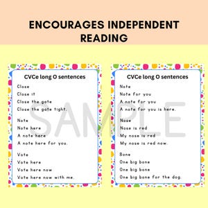 Cvce Sentence Reading Ladder, Long Vowel Sounds Fluency Printable ...