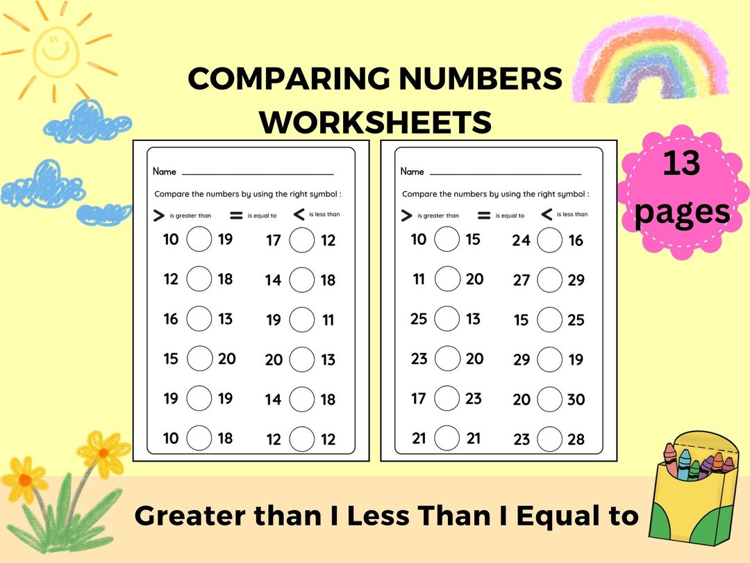 Comparing Numbers Worksheets - Greater Less Than, More or Less Practice ...