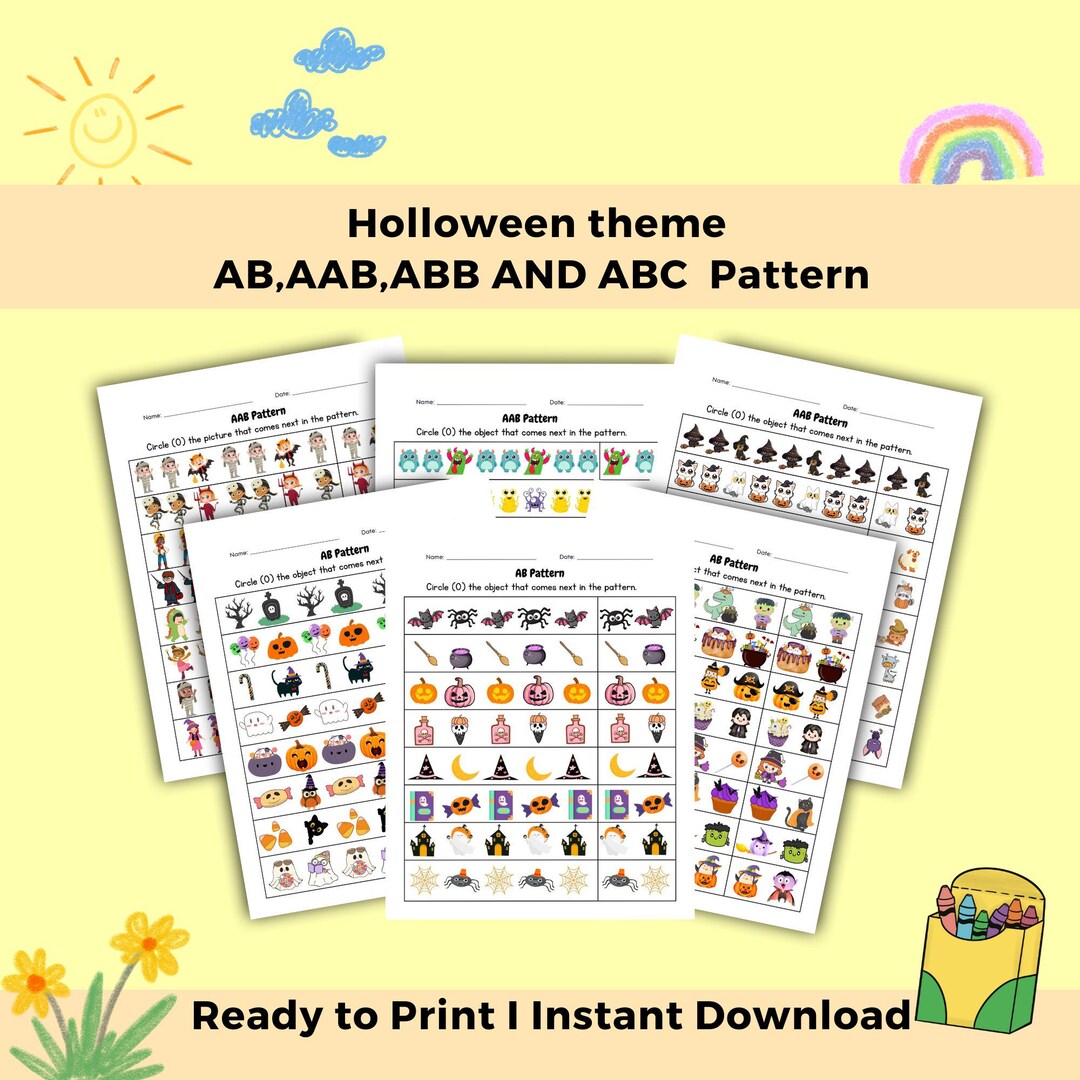 Pattern Worksheet Ab, Abb, Aab, ABC Patterns, What Comes Next ...