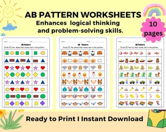 Printable PDF Patterns, Mathematics, for Kids, Children, Preschoolers ...