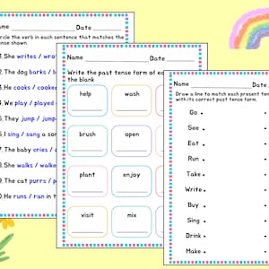 Verb Worksheets for 1st, 2nd, and 3rd Grade, Grammar Activities, Learn ...