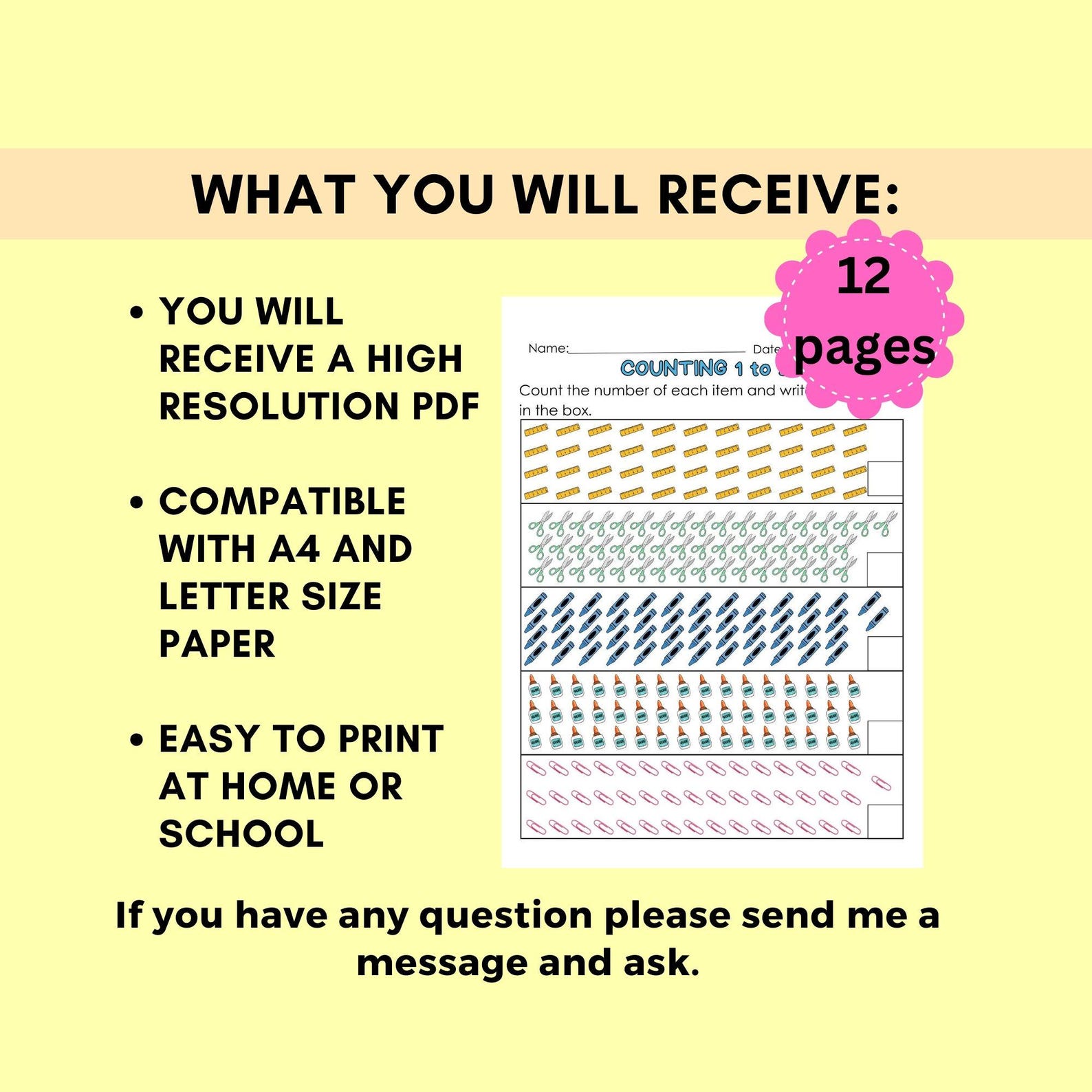 1st Grade Math Counting Activities, Count the Objects to 5, 10, 20, 30 ...