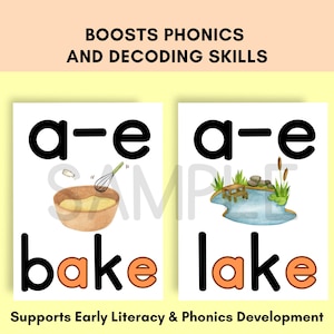 Cvce Long Vowel Flashcards and Silent E and Magic E Phonics, Bossy E ...