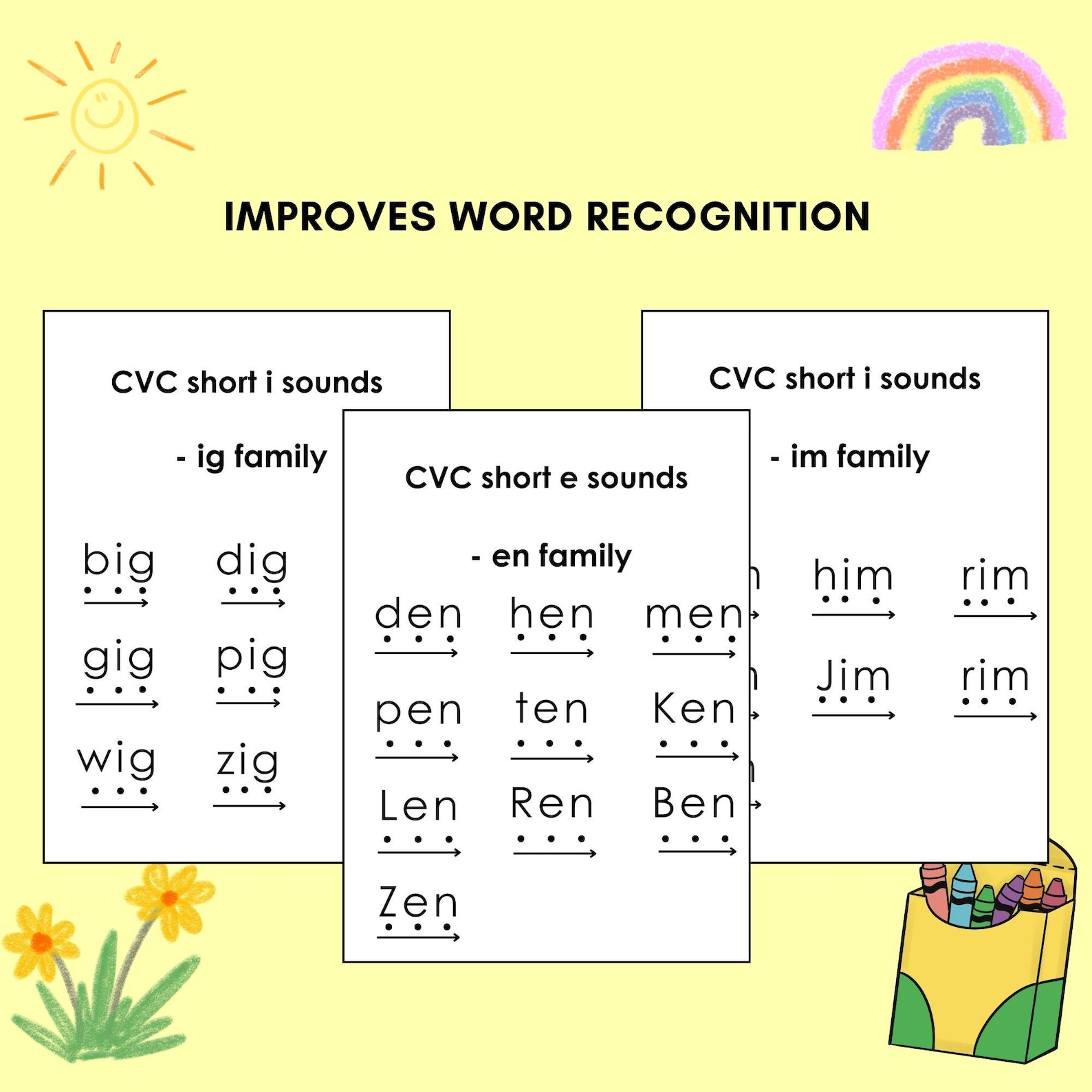 CVC Words Printable, Kindergarten Phonics and Reading, Phonics Word ...
