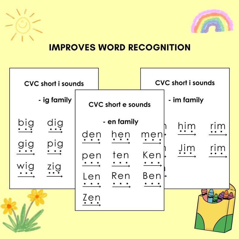 CVC Words Printable, Kindergarten Phonics and Reading, Phonics Word ...