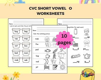 CVC Short O Worksheets - Etsy