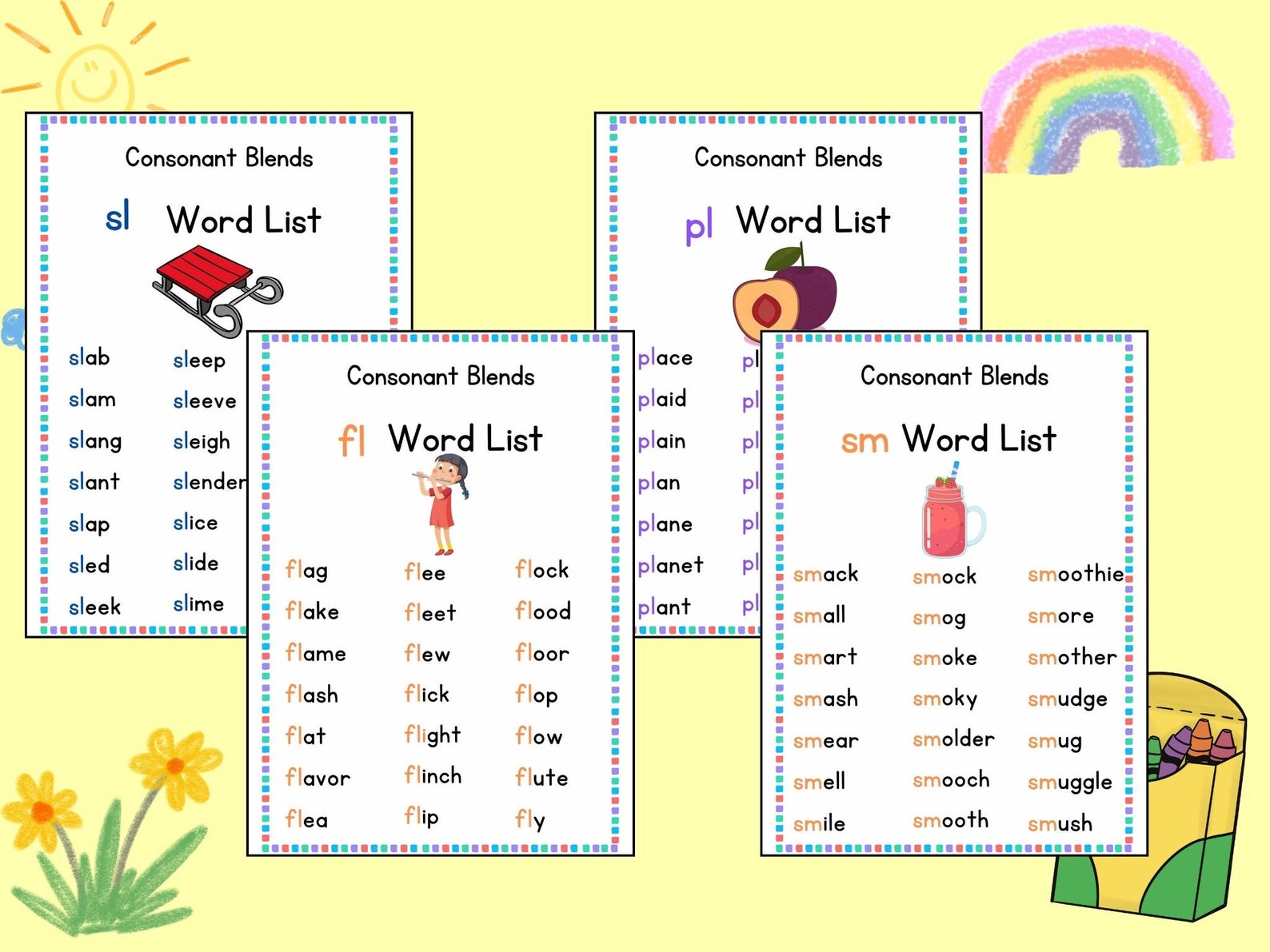 Consonant Blends Printable Phonics Poster, Learn to Reading and ...