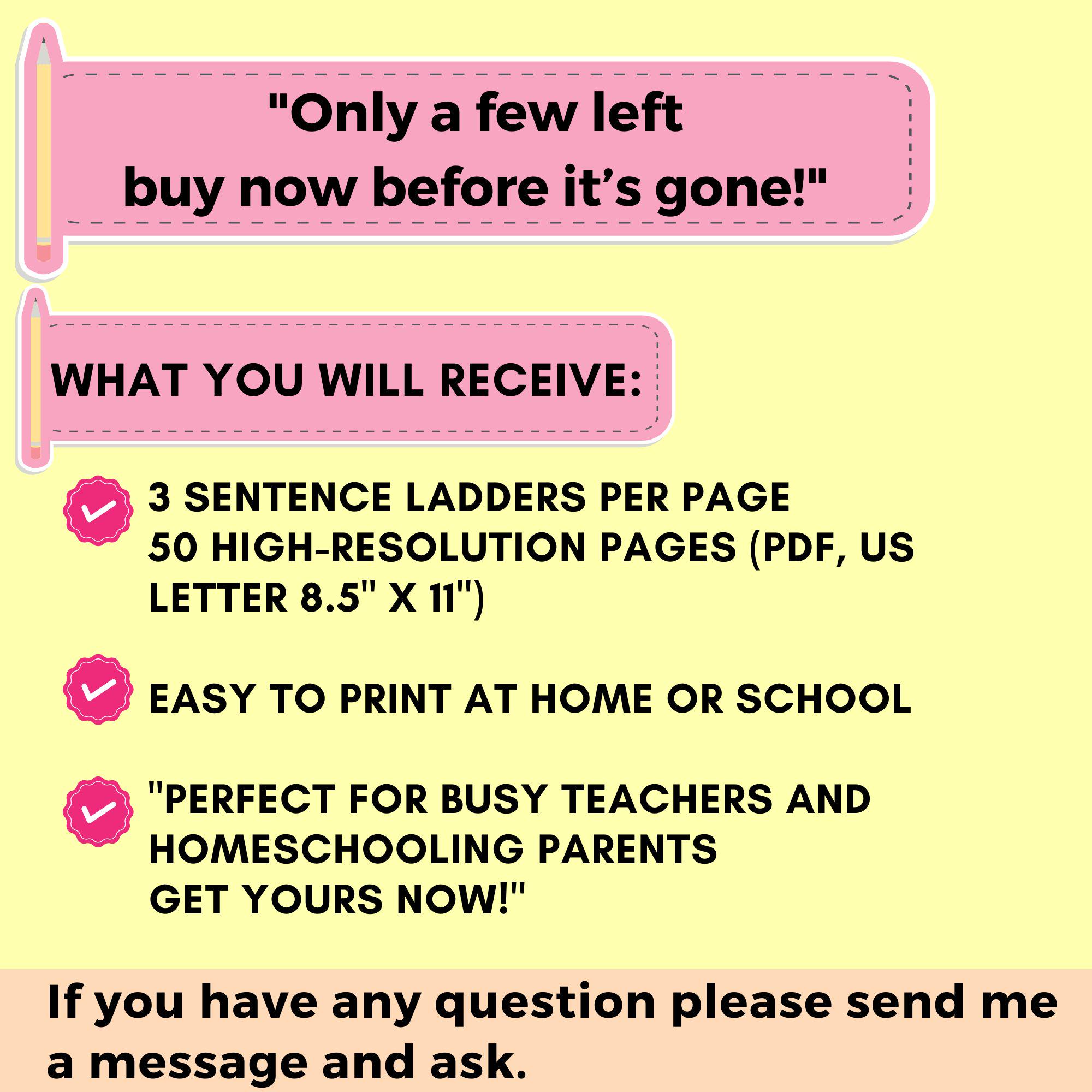 Sentence Ladder for Consonant Blends, Phonics Reading Fluency, Early ...