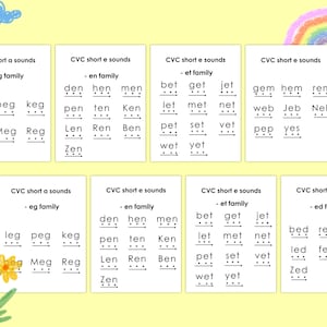 Printable Cvc Words, Cvc Short E Family, Printable Cvc Short E Family ...