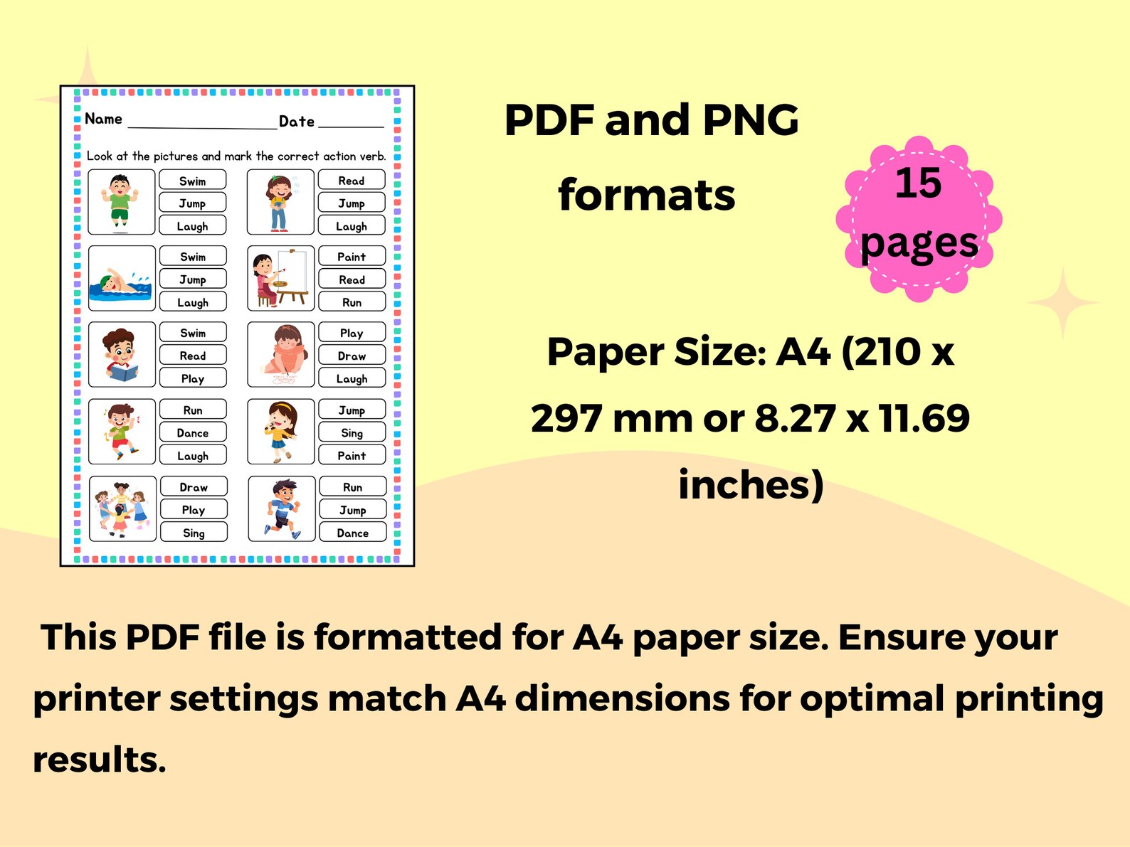 Verb Worksheets for 1st, 2nd, and 3rd Grade, Grammar Activities, Learn ...
