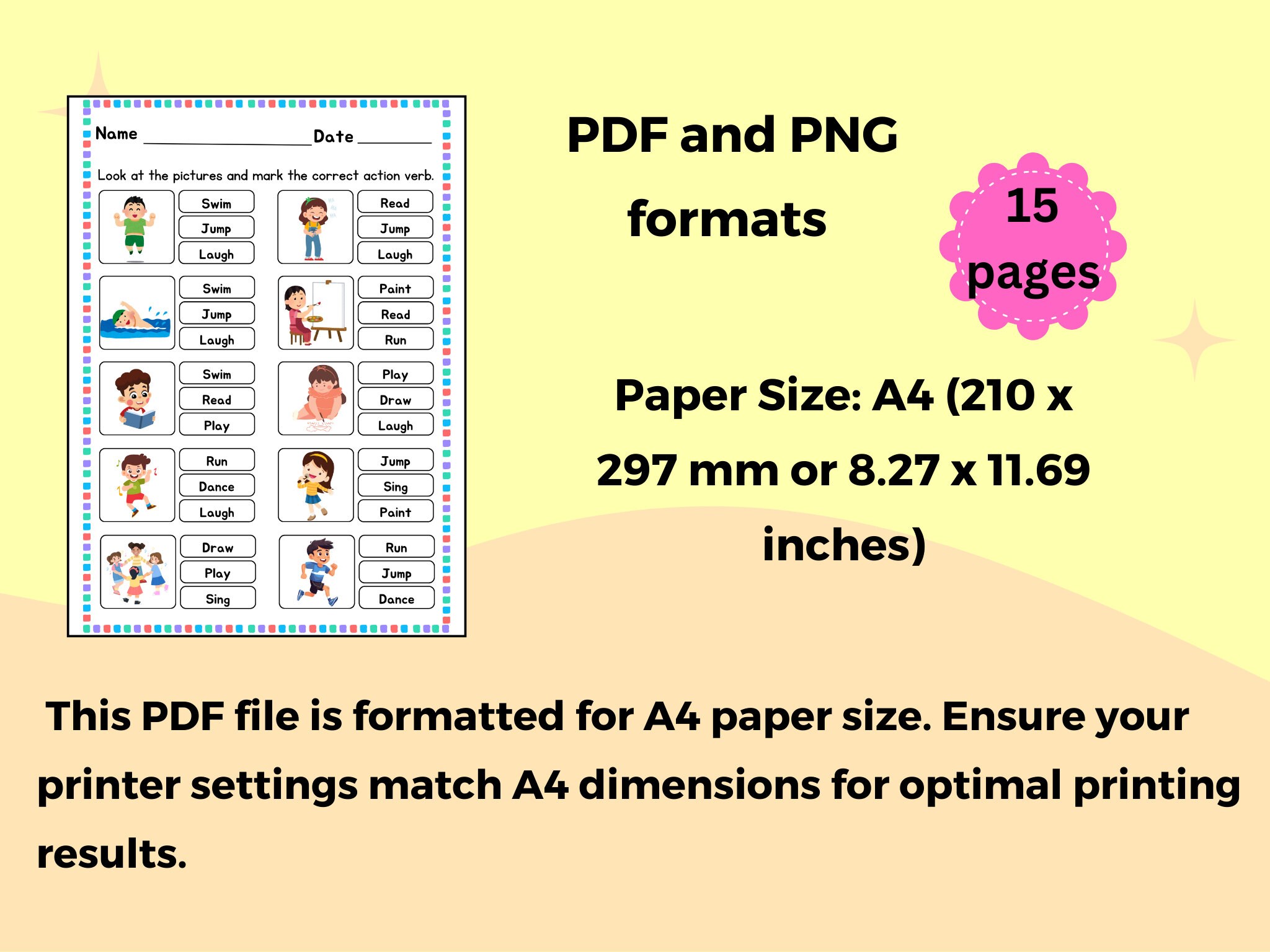 Verb Worksheets for 1st, 2nd, and 3rd Grade, Grammar Activities, Learn ...