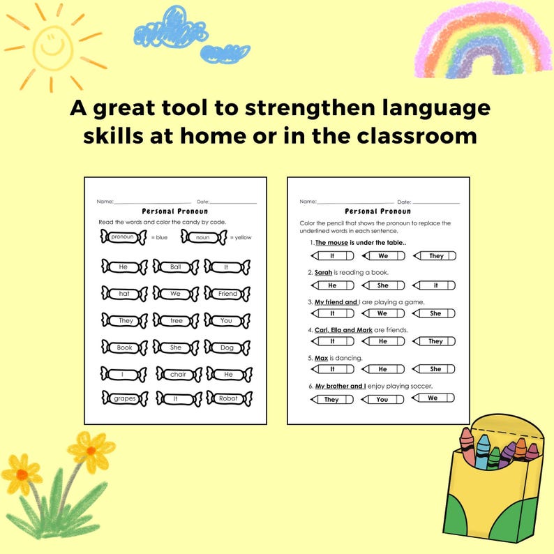 Personal Pronoun Worksheets - He, She, It, We, I, You, They English ...
