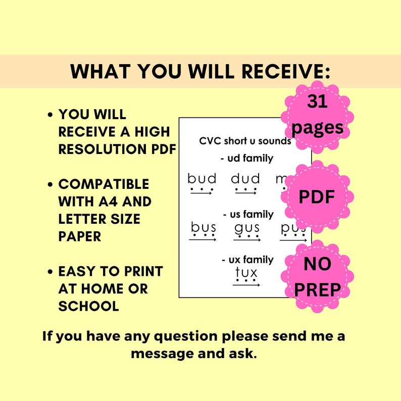 CVC Words Printable, Kindergarten Phonics and Reading, Phonics Word ...