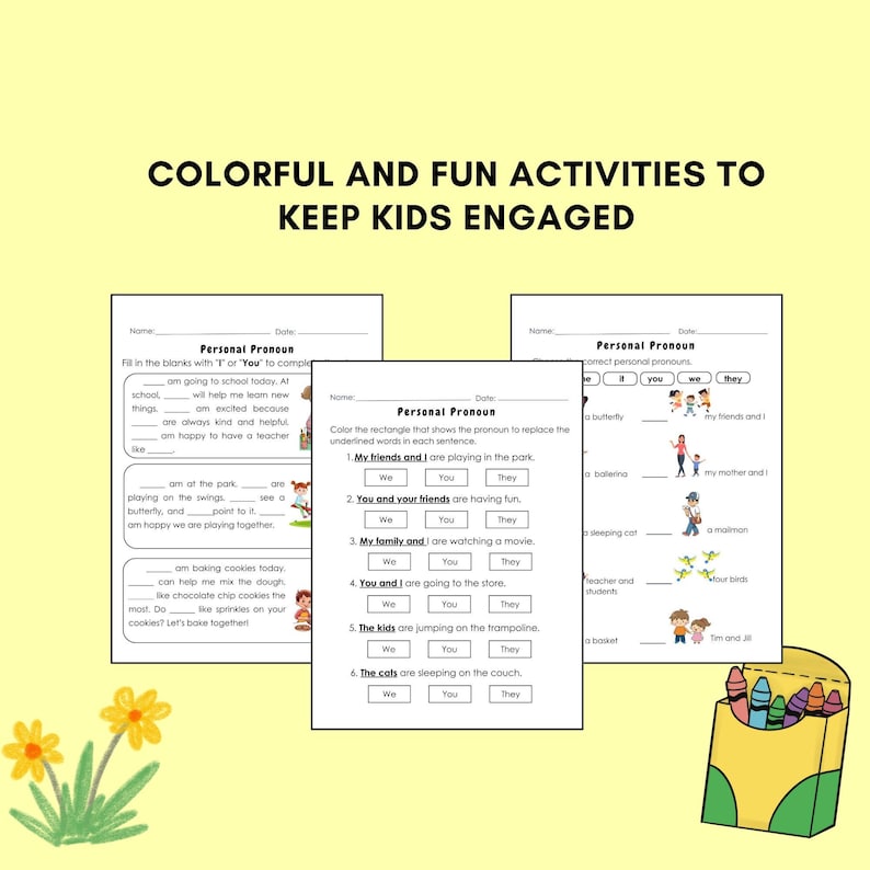 Personal Pronoun Worksheets - He, She, It, We, I, You, They English ...