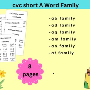 Printable Cvc Worksheets, Cvc Short a Family, Printable, Homeschool ...