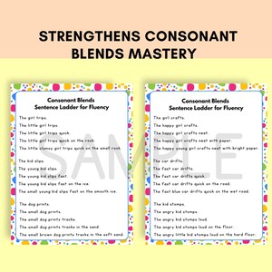 Reading Fluency Sentence Ladder, Phonics Sentences for Consonant Blends ...