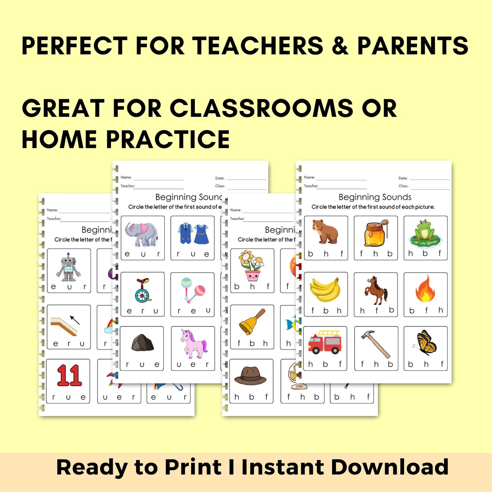 Beginning Sounds Phonics Worksheets Preschool Printables for Early ...
