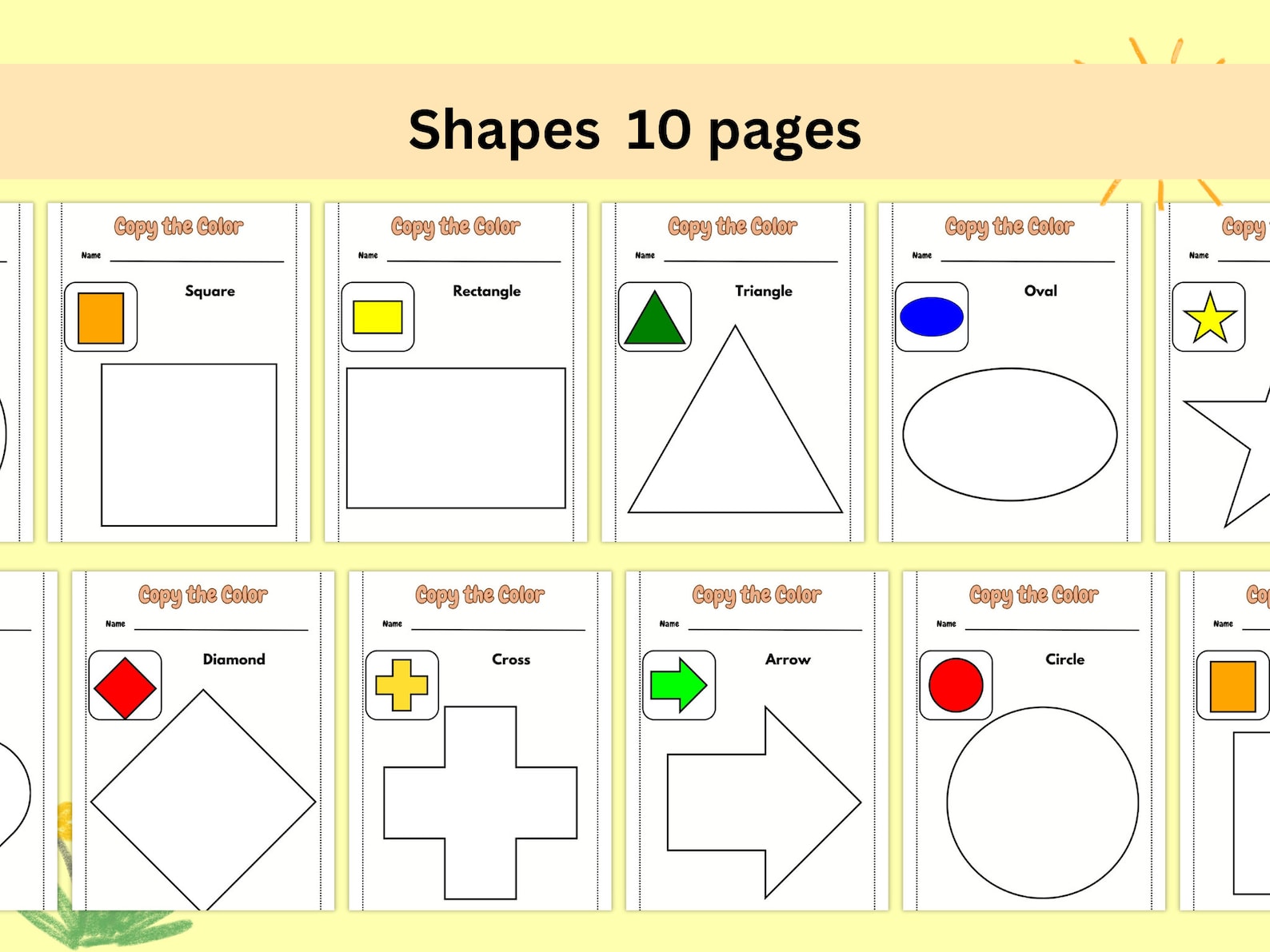 Toddler Coloring Pages, Copy the Color Fruits, Vegetables, Shapes, Toys ...