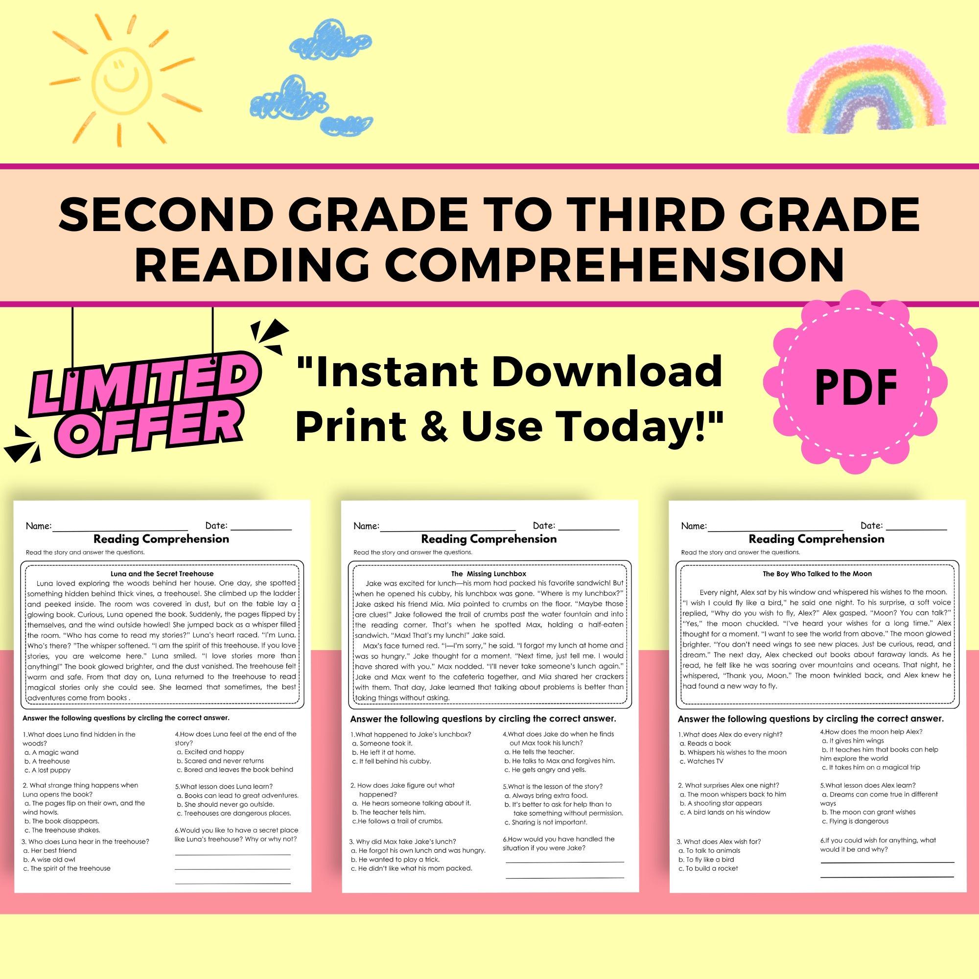 Reading Comprehension for 2nd and 3rd Grade, Reading Passages ...