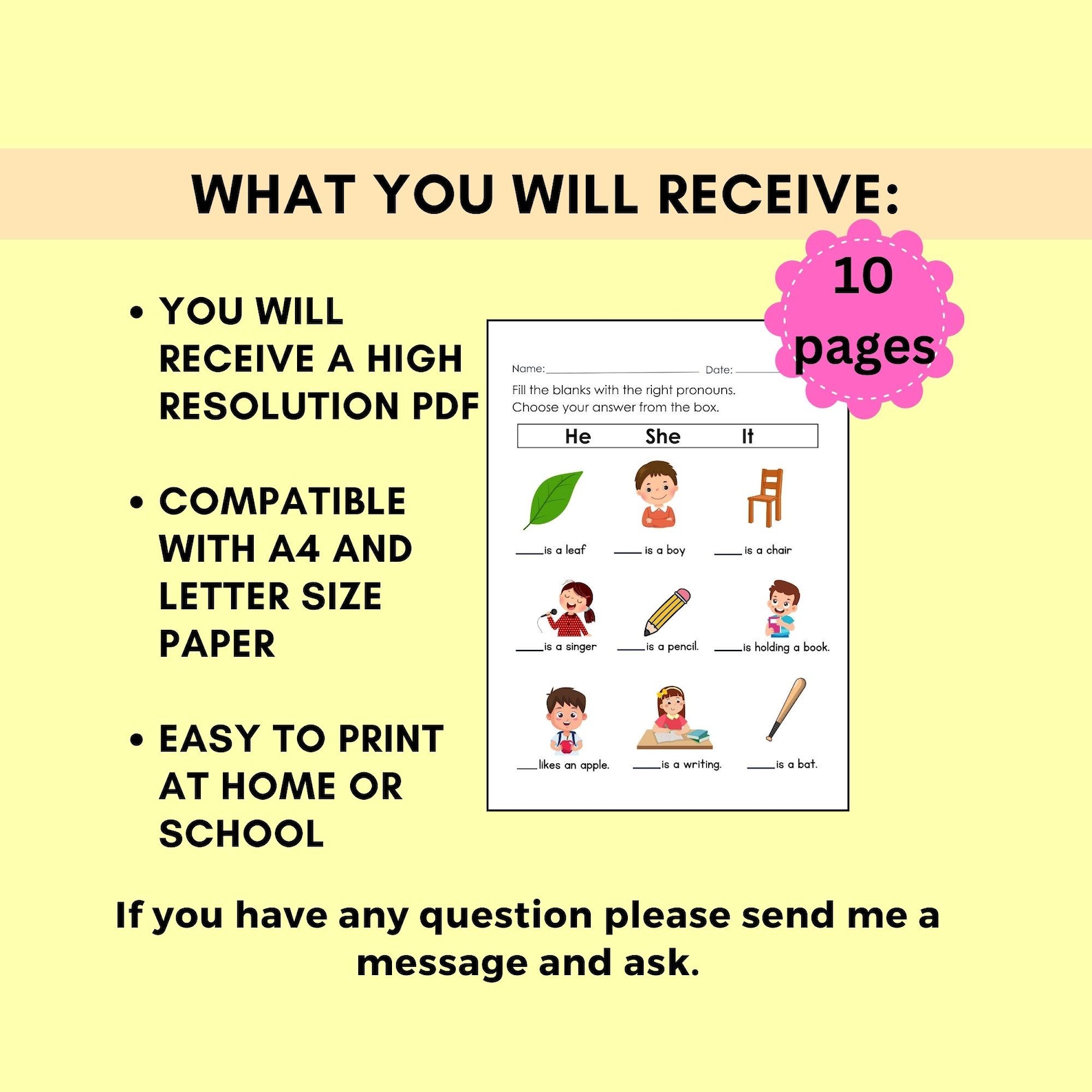 Personal Pronoun Worksheets - He, She, It, We, I, You, They English ...