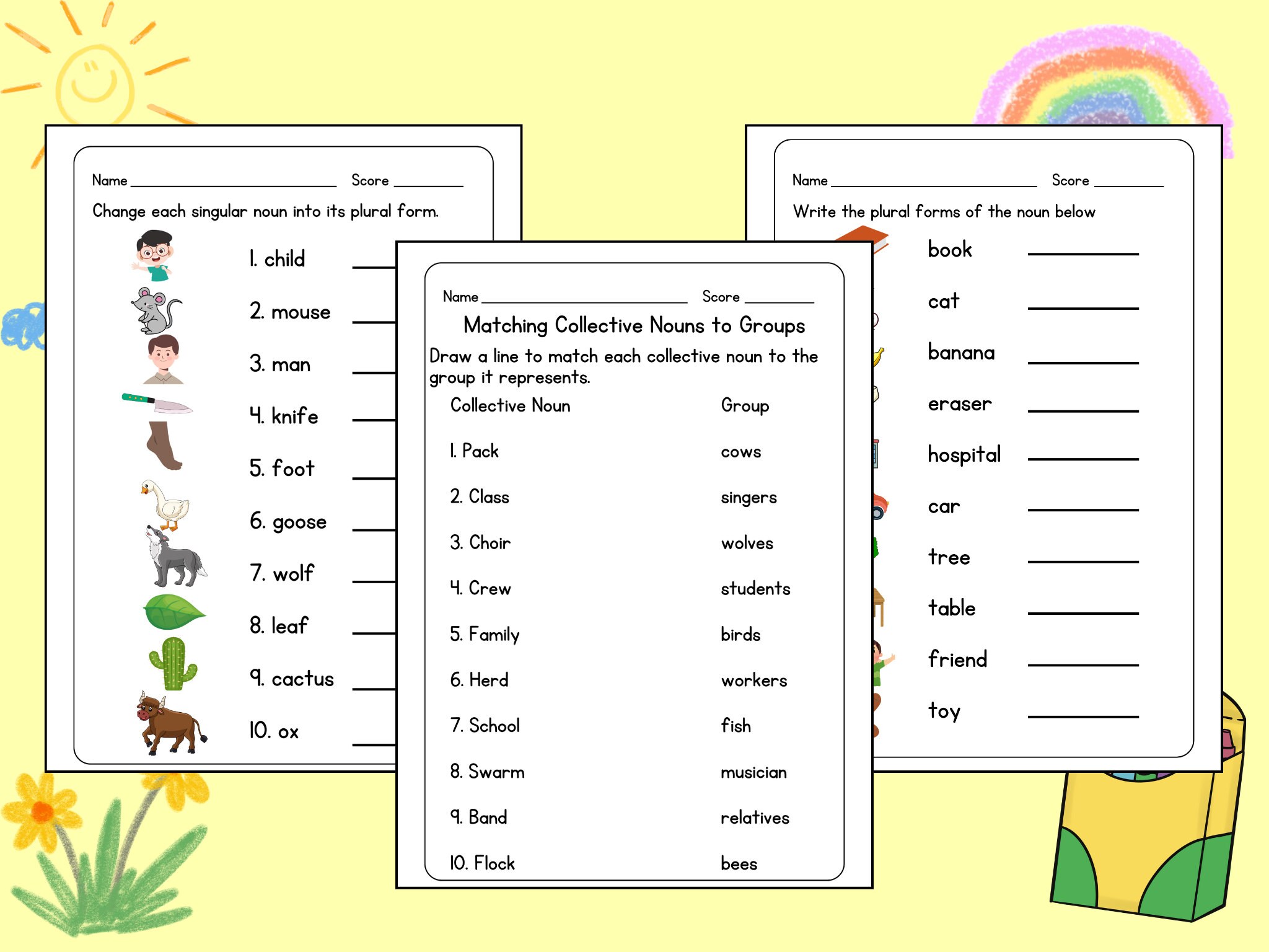 Parts of Speech Grammar Worksheets, Kids Grammar Activities, English ...