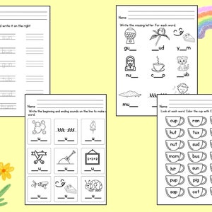 CVC Words Short U Worksheets, Cvc Words Worksheets, Kindergarten ...