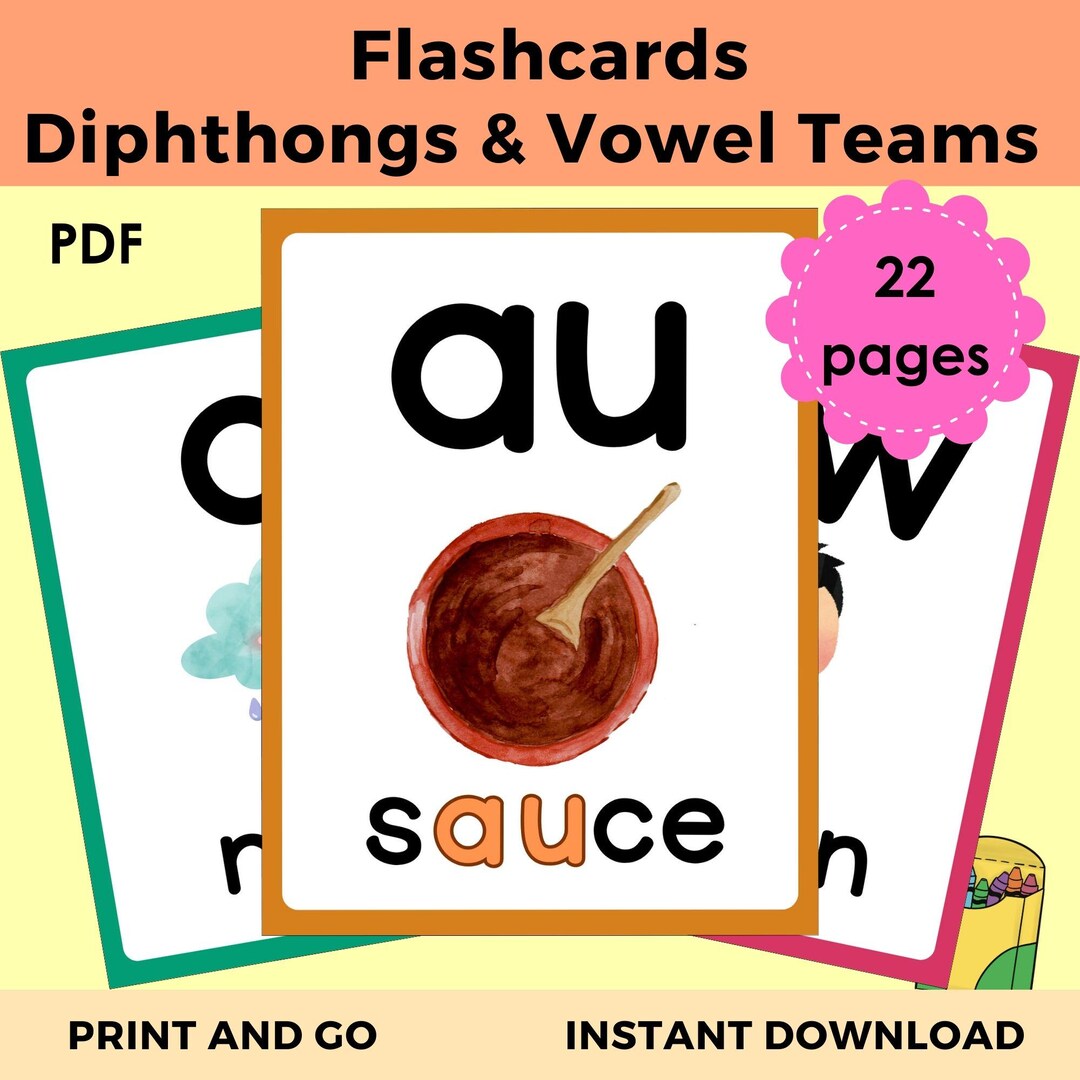 Diphthongs Flashcards | Vowel Teams and Long Vowel Cards | Phonics ...