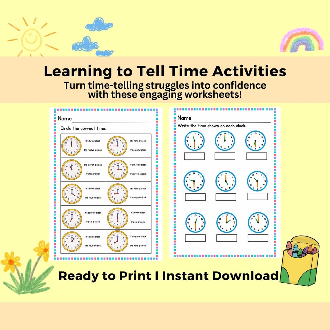 Printable Math Pages Telling Time Worksheets, Learn to Read a Clock ...