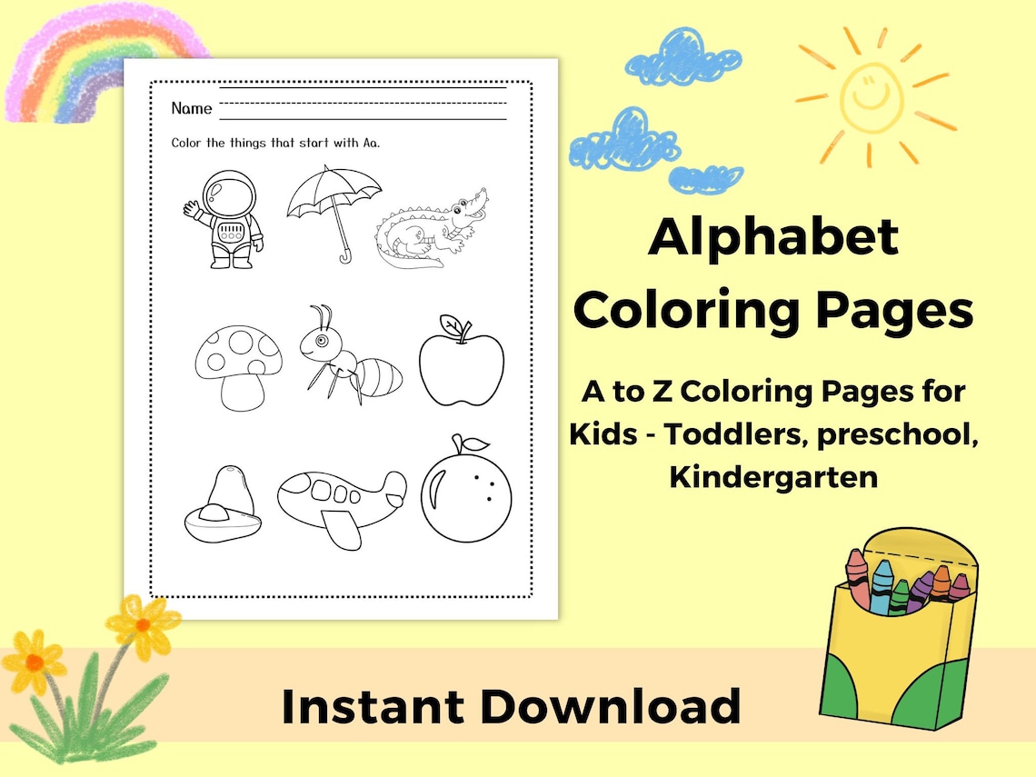 Printable Alphabet Coloring Pages, A to Z Coloring Pages, Abc Learning ...