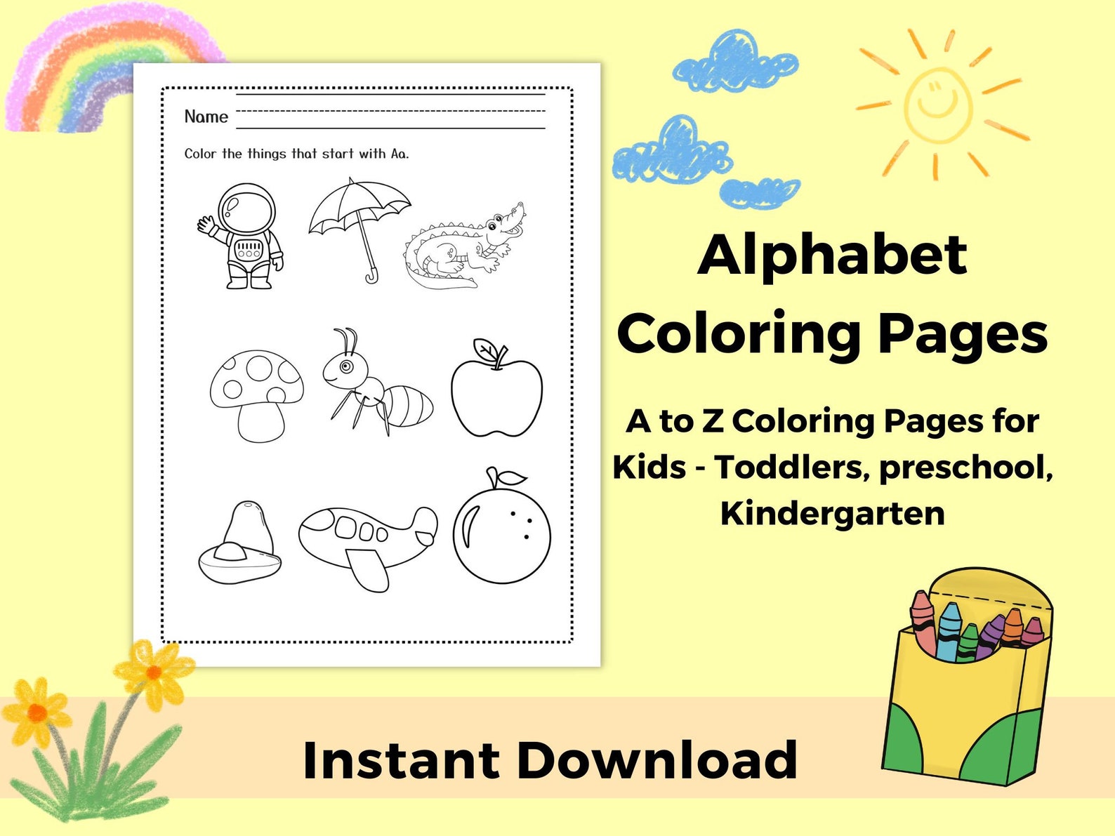 Printable Alphabet Coloring Pages, A to Z Coloring Pages, Abc Learning ...