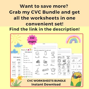 CVC Words Printable, Kindergarten Phonics and Reading, Phonics Word ...
