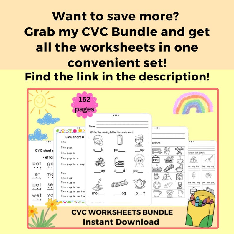 CVC Words Printable, Kindergarten Phonics and Reading, Phonics Word ...