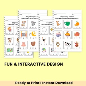 Beginning Sounds Phonics Worksheets Preschool Printables for Early ...