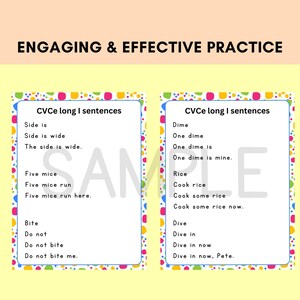 Cvce Sentence Reading Ladder, Long Vowel Sounds Fluency Printable ...