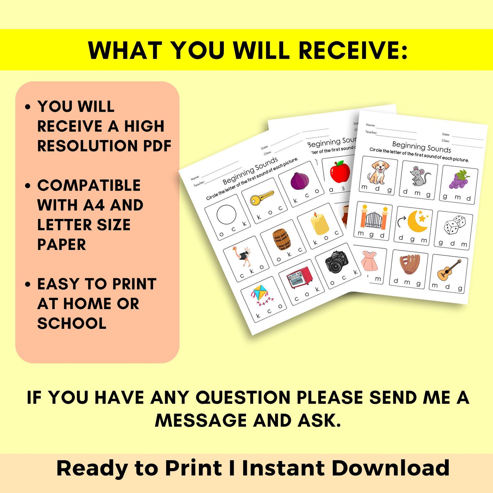 Beginning Sounds Phonics Worksheets Preschool Printables for Early ...