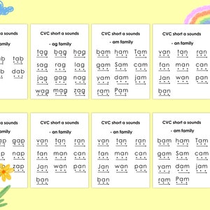 Printable Cvc Worksheets, Cvc Short a Family, Printable, Homeschool ...