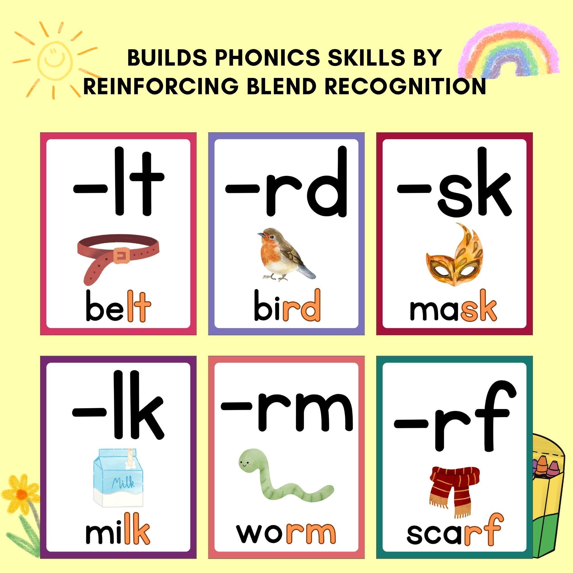 Final Blends Phonics Flashcards | Ending Blends and Consonant Blend ...