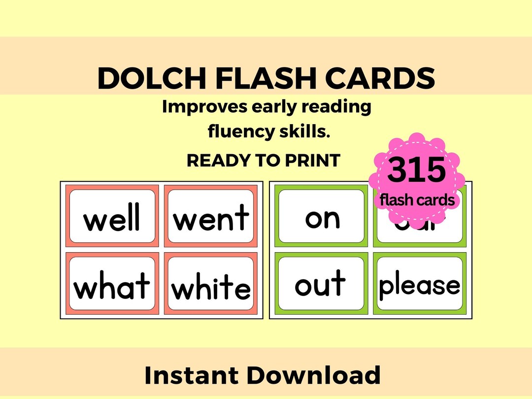 Dolch Sight Words Flashcards | Sight Word Cards for Beginner Readers ...