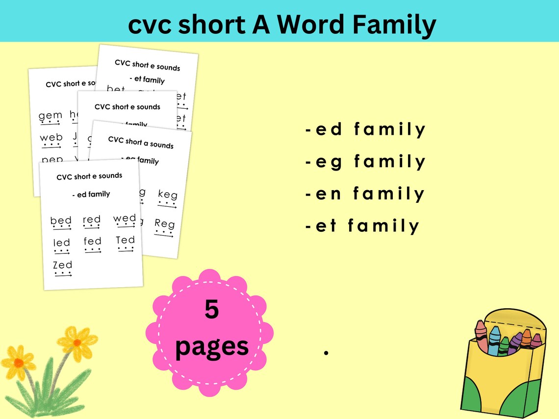 Printable Cvc Words, Cvc Short E Family, Printable Cvc Short E Family ...
