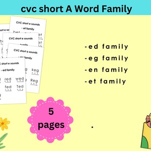 Printable Cvc Words, Cvc Short E Family, Printable Cvc Short E Family ...