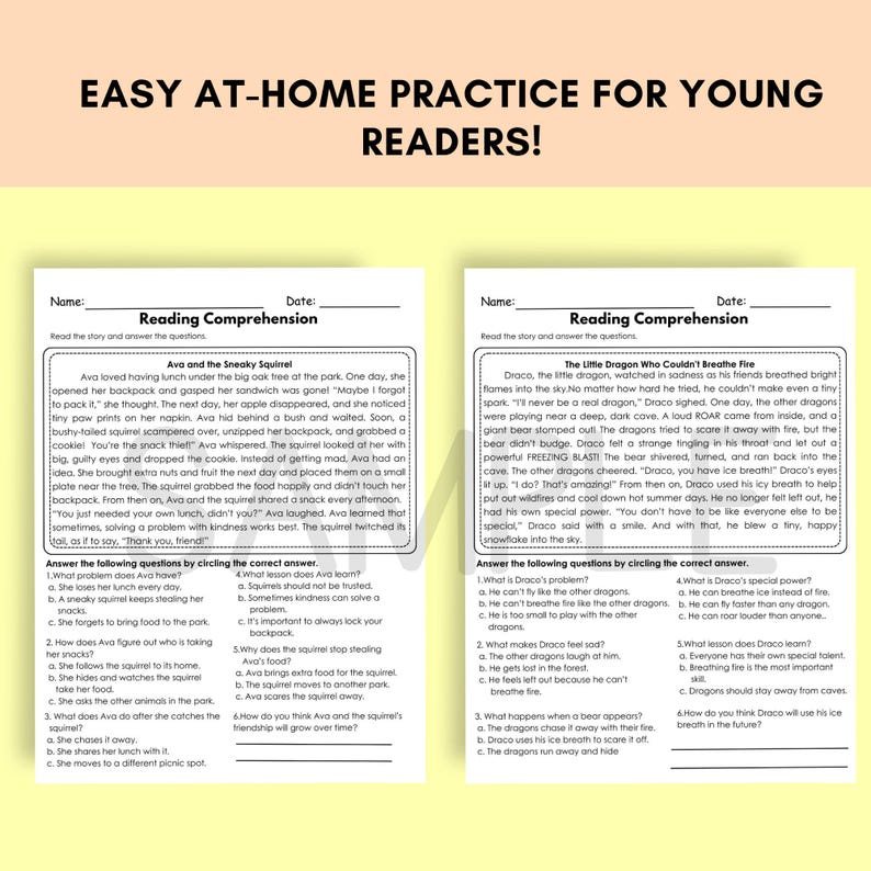 Reading Comprehension for 2nd and 3rd Grade, Reading Passages ...