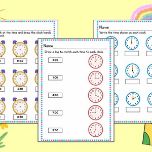 Learn to Tell Time, Clock Worksheet and Activity for Kindergarten and ...