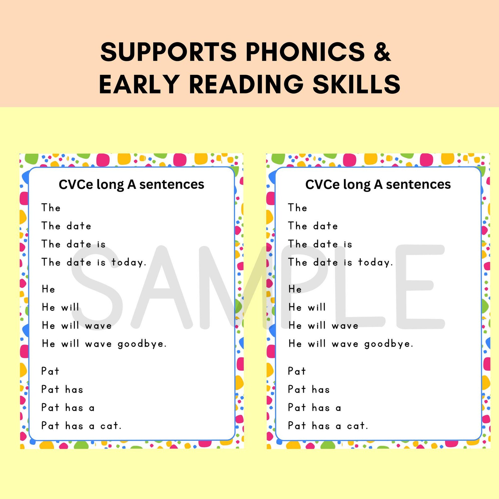 Cvce Sentence Reading Ladder, Long Vowel Sounds Fluency Printable ...