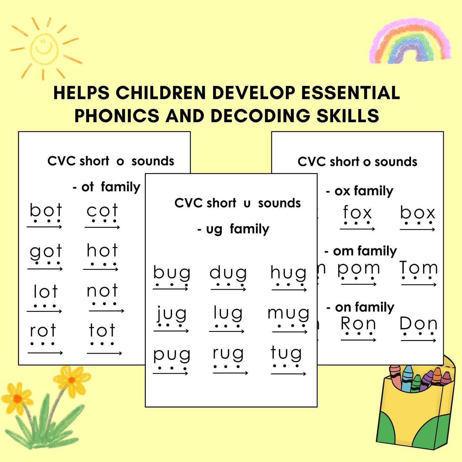 CVC Words Printable, Kindergarten Phonics and Reading, Phonics Word ...