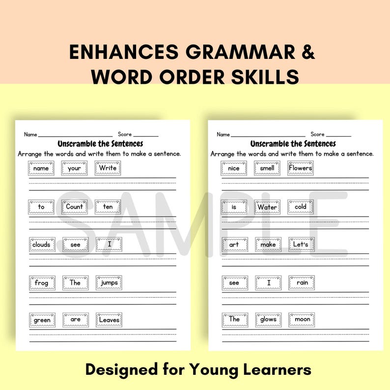 Sentence Building Worksheets, Jumbled Sentences Practice, Putting ...