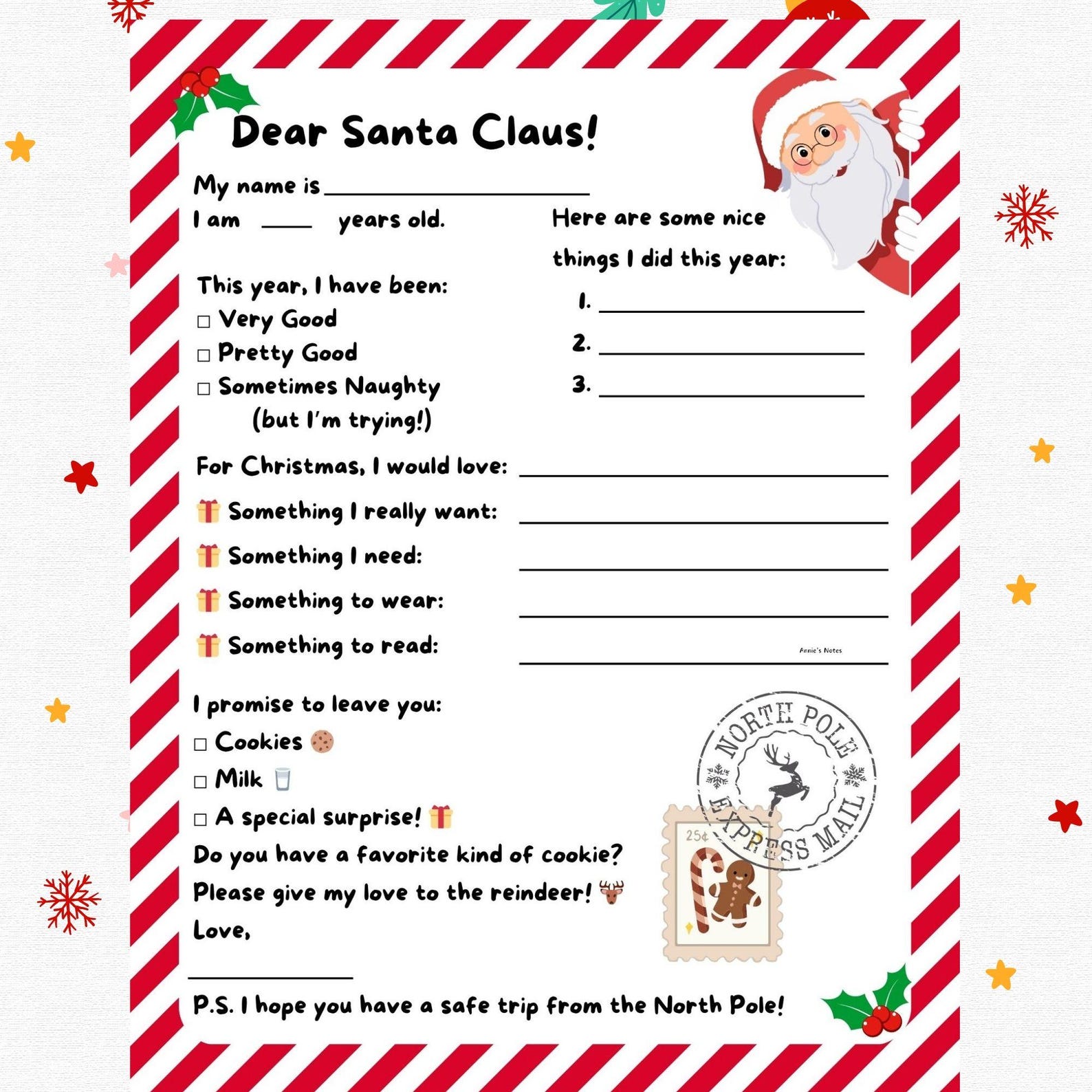 Dear Santa Letter Writing Santa - Kids Santa Letter, Santa Wish List ...