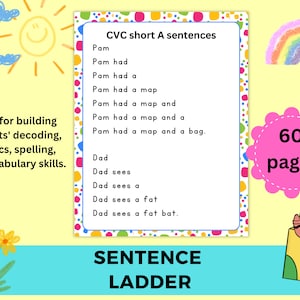 Sentence Ladder, Reading Fluency Improvement, Cvc Sentences, Reading ...