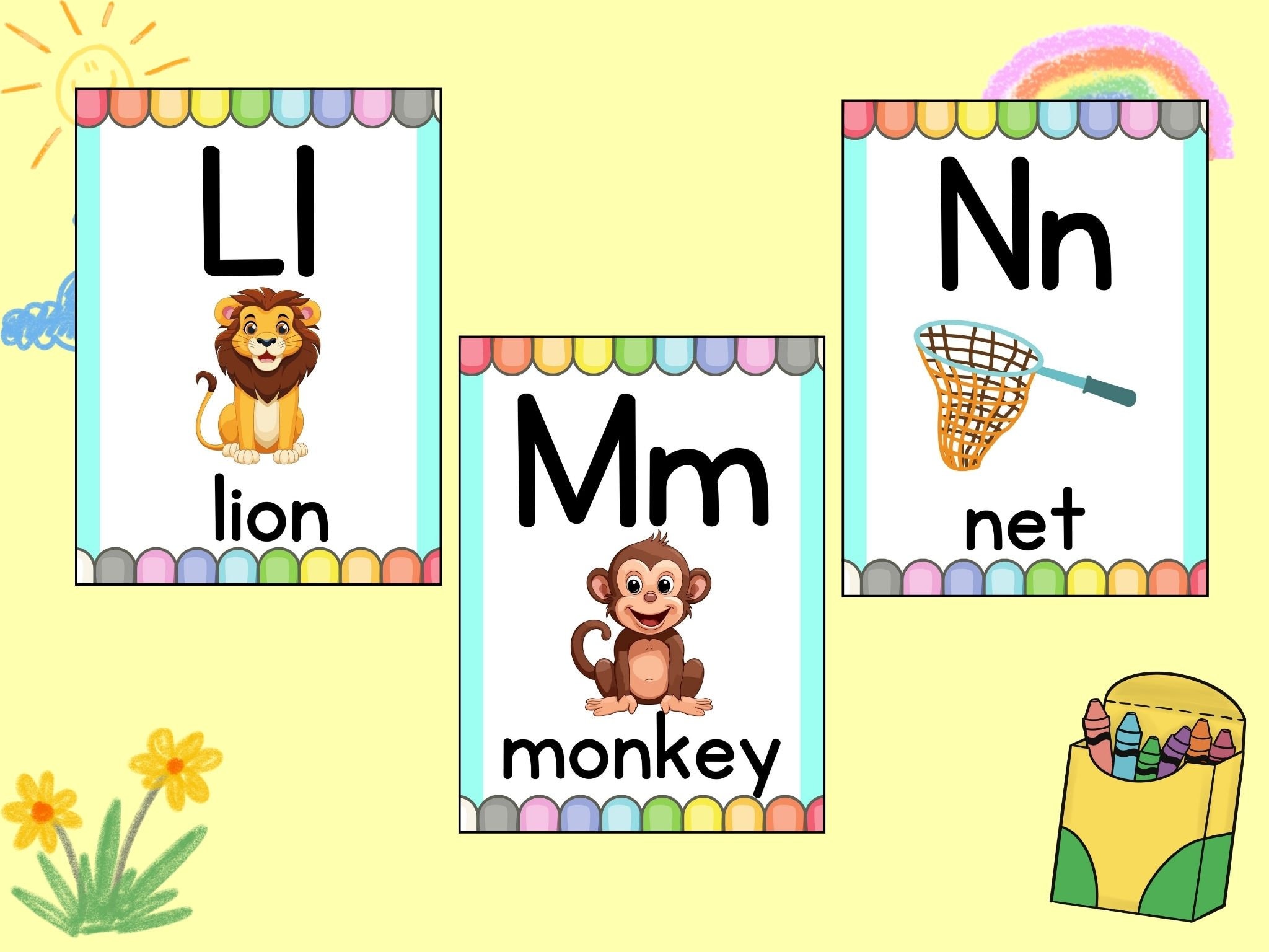 Alphabet Flashcards Printable, ABC Cards for Kids, Alphabet Learning ...
